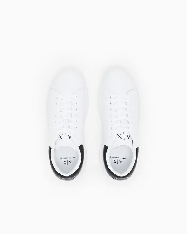 Armani Exchange Split Leather Lace-up Sneakers - White