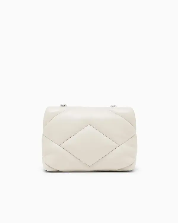 Armani Exchange Padded Quilted Chain Strap Mini Bag - White
