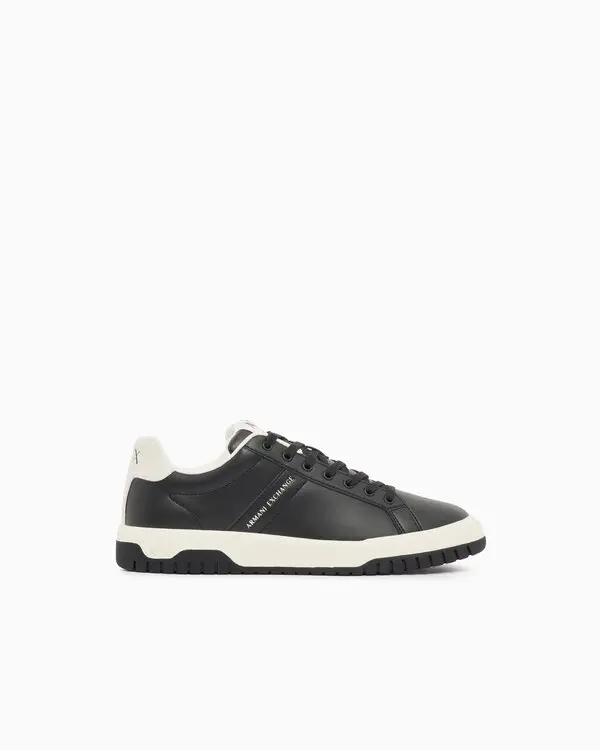 Armani Exchange Sneakers In Leather And Suede With Rubber Sole - Black
