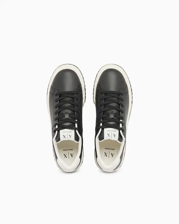 Armani Exchange Sneakers In Leather And Suede With Rubber Sole - Black