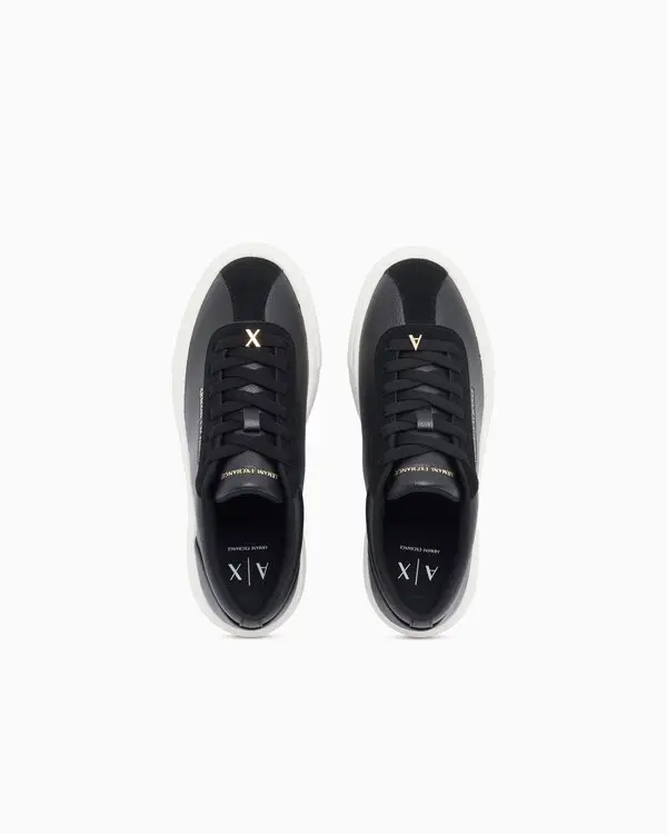Armani Exchange Low Top Sneakers With Suede Panelling - Black
