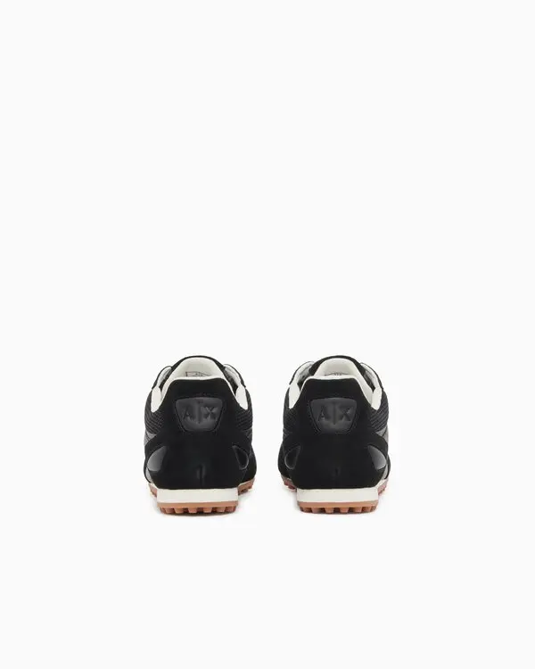 Armani Exchange Low Top Sneakers In Mesh And Suede With Rubber Sole