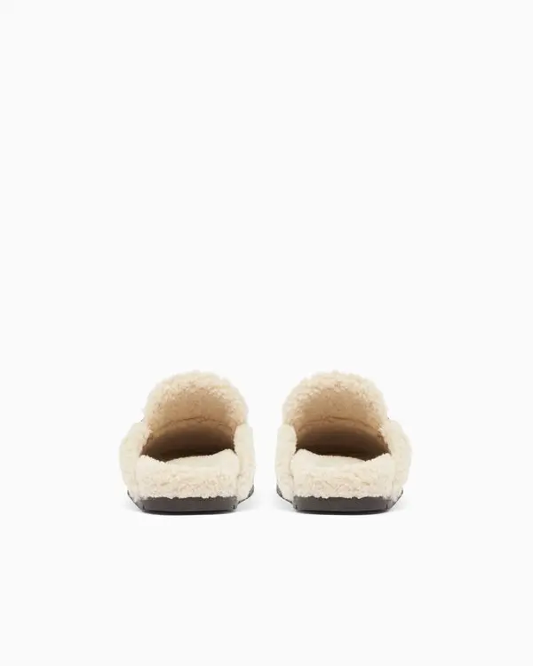 Armani Exchange Suede Clogs With Teddy Details - Brown