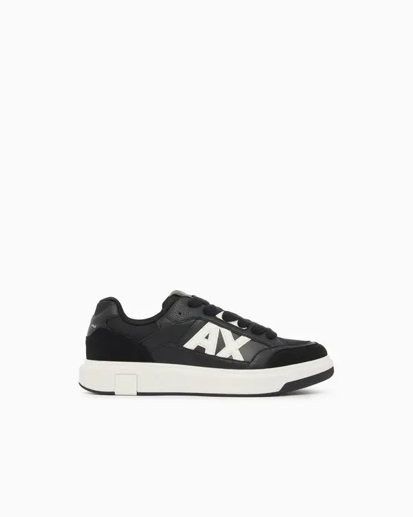 Armani Exchange Sneakers In Suede And Mesh With A Rubber Sole - Black