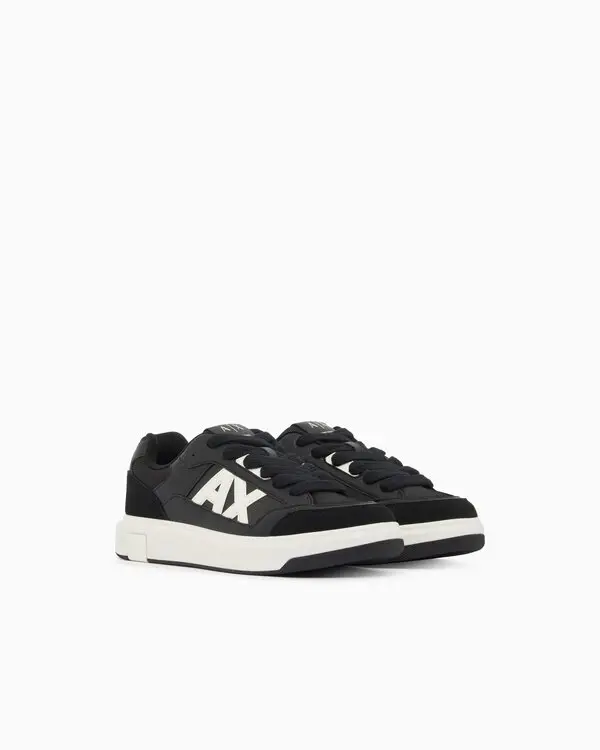 Armani Exchange Sneakers In Suede And Mesh With A Rubber Sole - Black