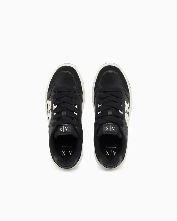 Armani Exchange Sneakers In Suede And Mesh With A Rubber Sole - Black