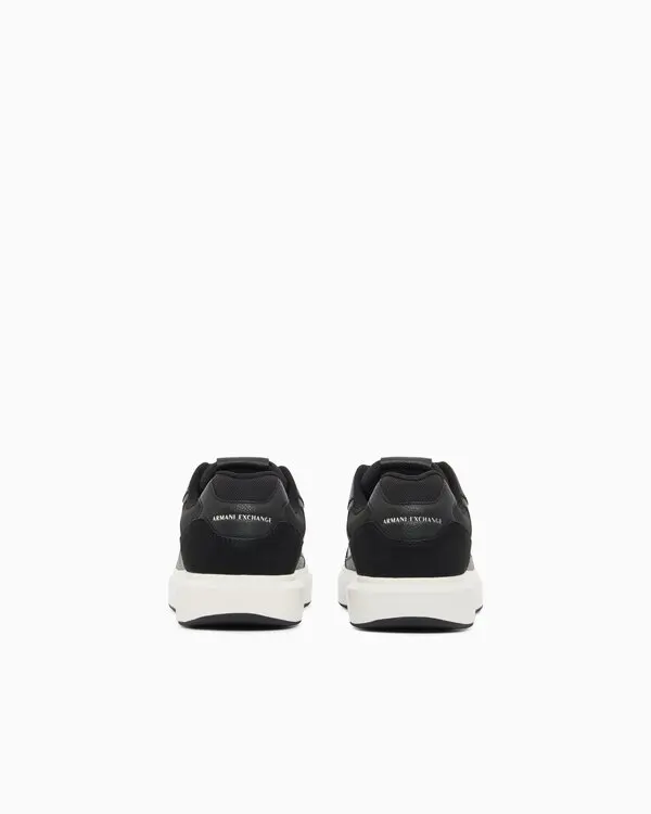 Armani Exchange Sneakers In Suede And Mesh With A Rubber Sole - Black