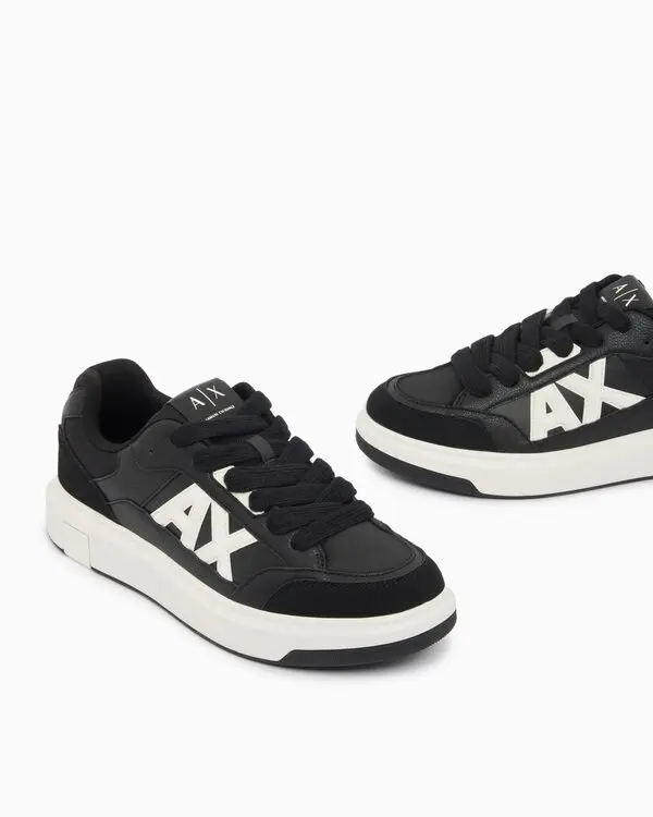 Armani Exchange Sneakers In Suede And Mesh With A Rubber Sole - Black