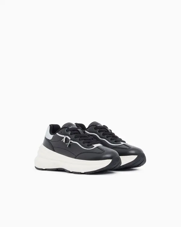 Armani Exchange Nappa Pillow & Metal Suede Sneakers