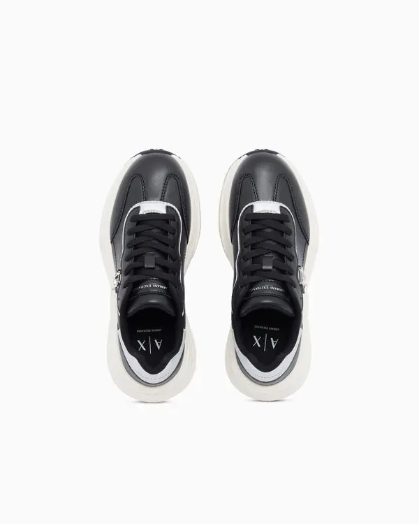 Armani Exchange Nappa Pillow & Metal Suede Sneakers