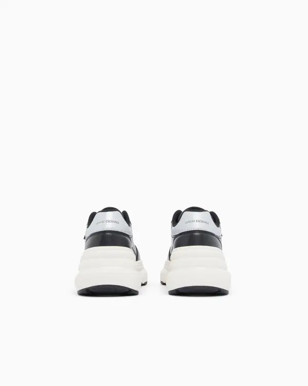 Armani Exchange Nappa Pillow & Metal Suede Sneakers