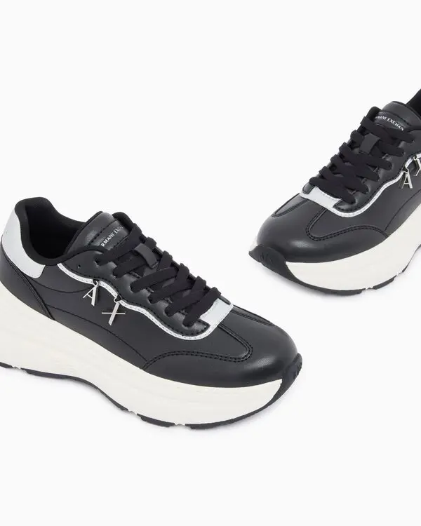 Armani Exchange Nappa Pillow & Metal Suede Sneakers