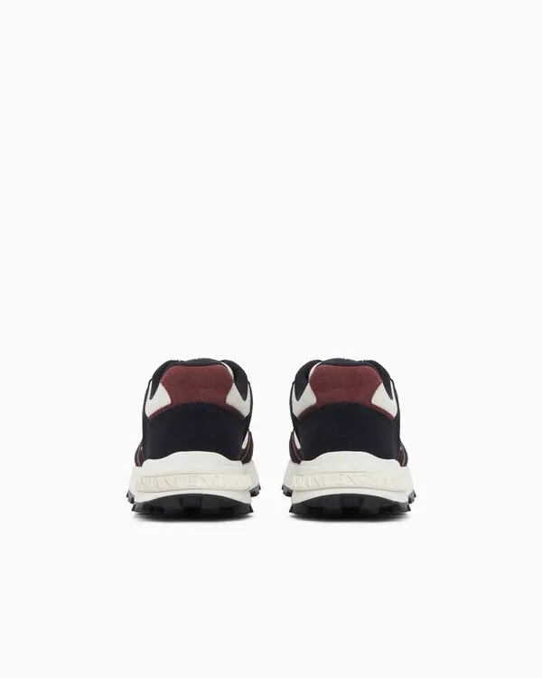 Armani Exchange Sneakers In Suede And Mesh With All-over Logo