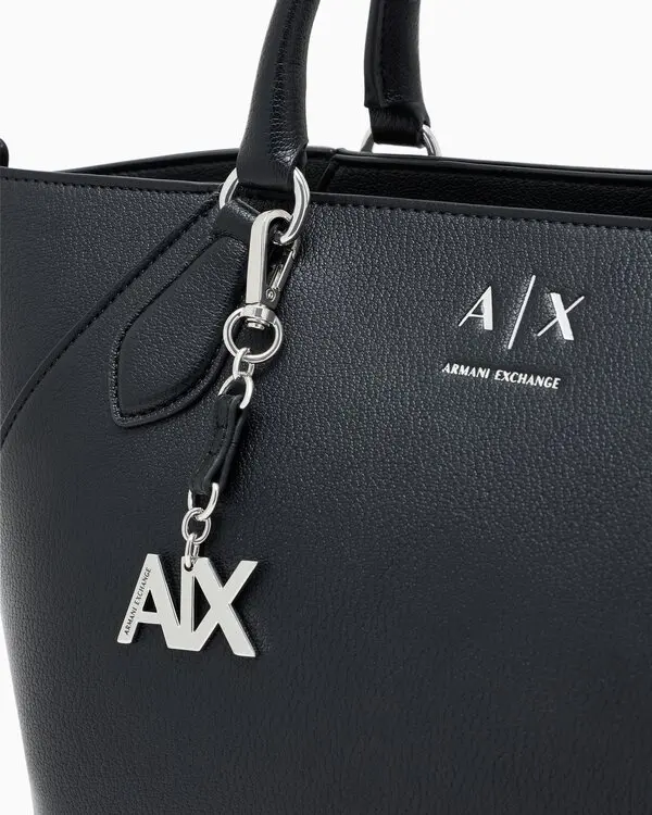 Armani Exchange Shopping Tote Bag With Top Handles - Black