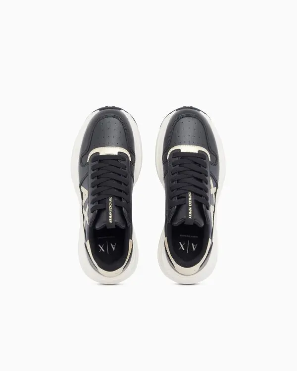 Armani Exchange Sneakers With Metallic Details And Rubber Sole