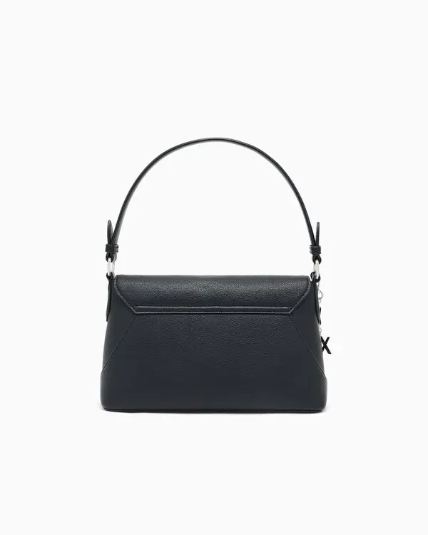 Armani Exchange Textured Leather Shoulder Bag - Black