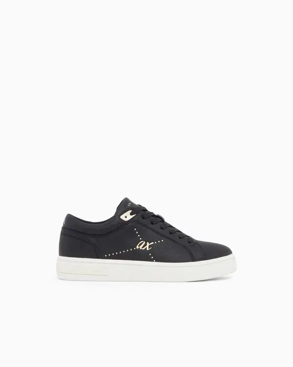 Armani Exchange Cotton Twill Sneakers With Webbing Detail - Black