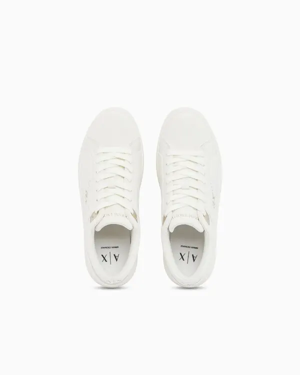Armani Exchange Sneakers In Cotton Twill With Webbing - White