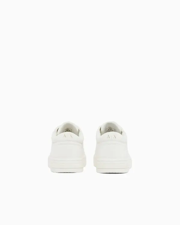 Armani Exchange Sneakers In Cotton Twill With Webbing - White