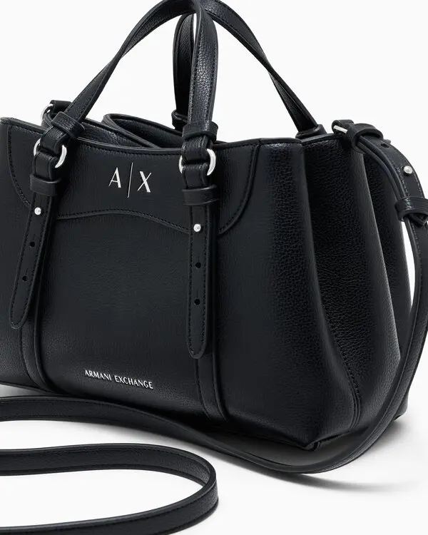 Armani Exchange Tote Shopping Bag With Coated Finish