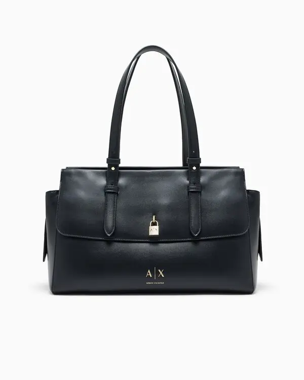 Armani Exchange Tote Shopping Bag In Coated Fabric