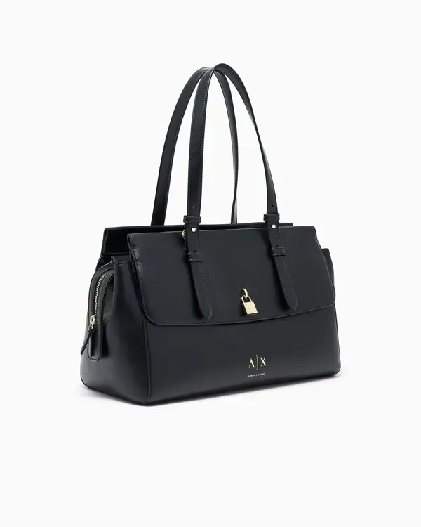 Armani Exchange Tote Shopping Bag In Coated Fabric