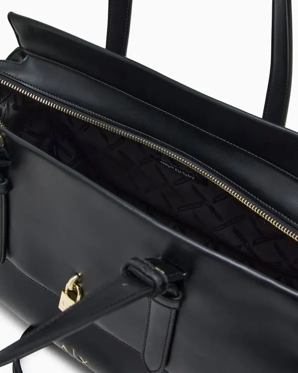 Armani Exchange Tote Shopping Bag In Coated Fabric