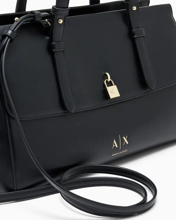 Armani Exchange Tote Shopping Bag In Coated Fabric
