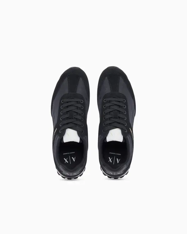 Armani Exchange Sneakers With All-over Print And Suede Inserts