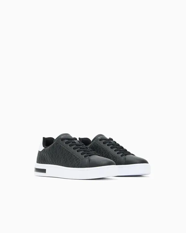 Armani Exchange Sneakers In Cotton Twill With Webbing - Black