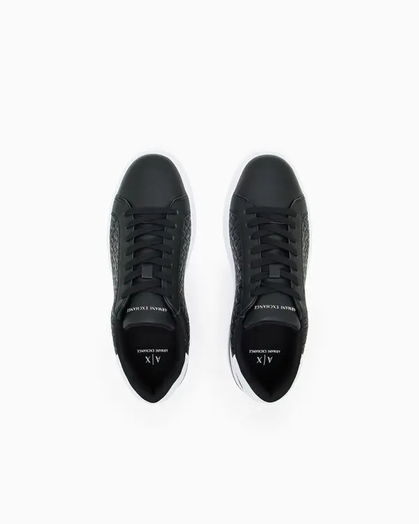Armani Exchange Sneakers In Cotton Twill With Webbing - Black