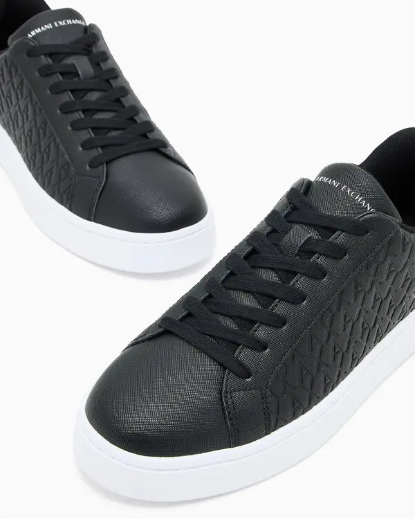 Armani Exchange Sneakers In Cotton Twill With Webbing - Black
