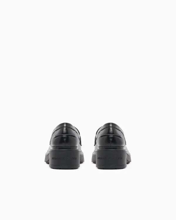 Armani Exchange Loafers In Coated Leather With Rubber Sole