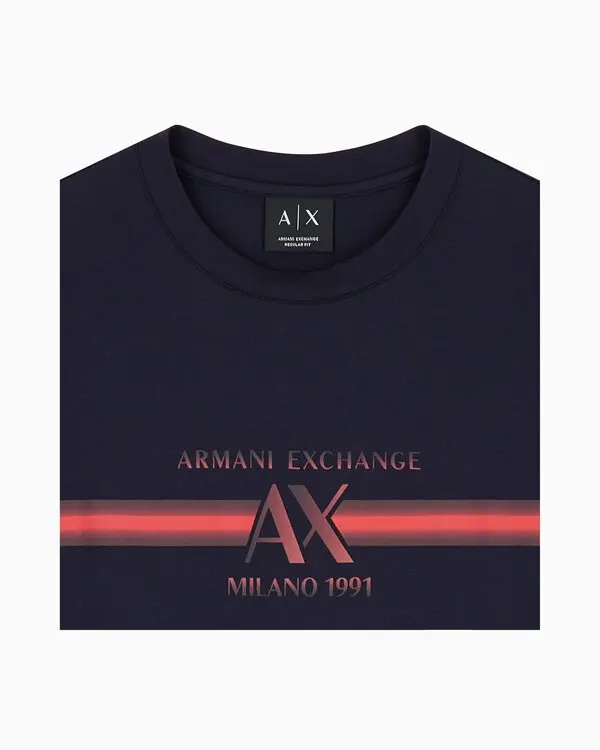 Armani Exchange Regular T-shirt In Cotton Jersey - Navy Blue