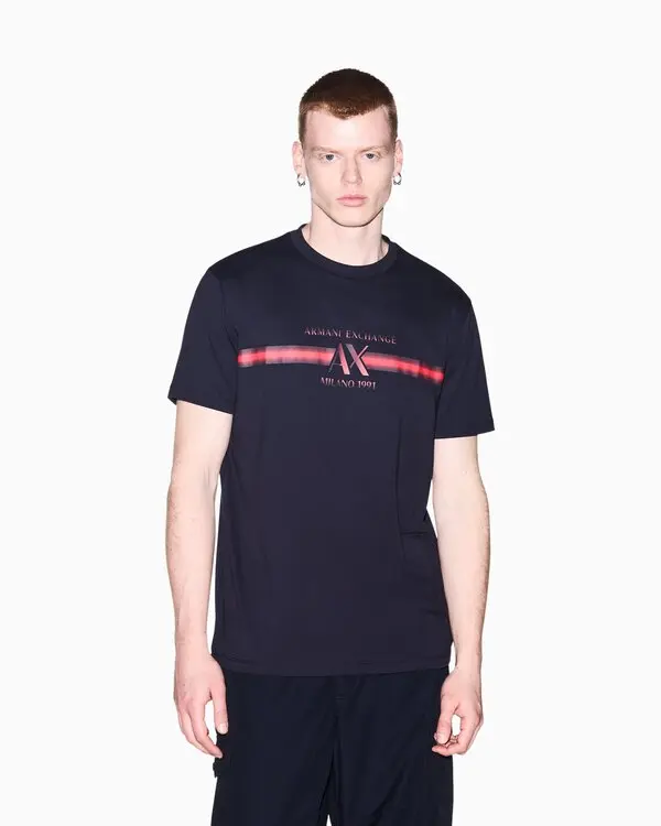 Armani Exchange Regular T-shirt In Cotton Jersey - Navy Blue