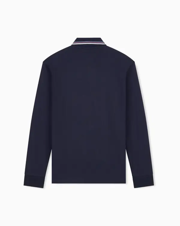 Armani Exchange Regular Fit Polo Shirt In Cotton Piquet - Navy Blue