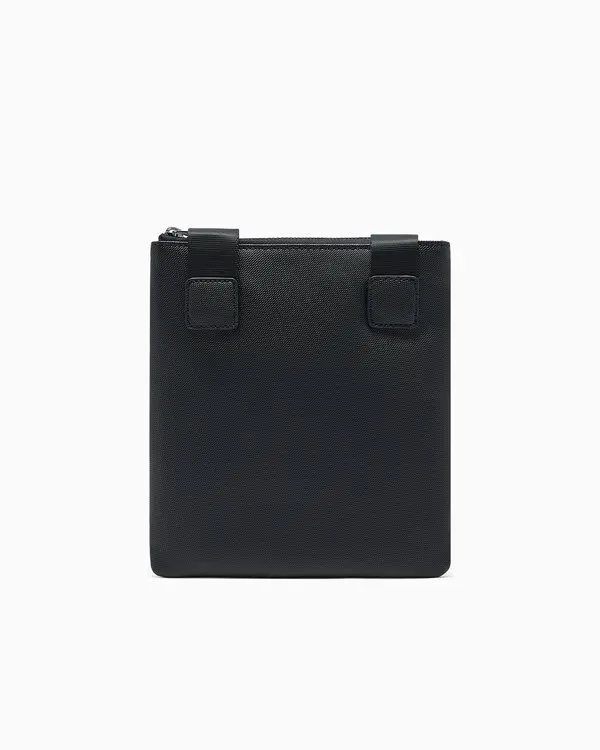 Armani Exchange Flat Crossbody Messenger Bag In Coated Fabric
