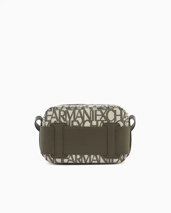 Armani Exchange Messenger Bag Monogram In Cotton - Green
