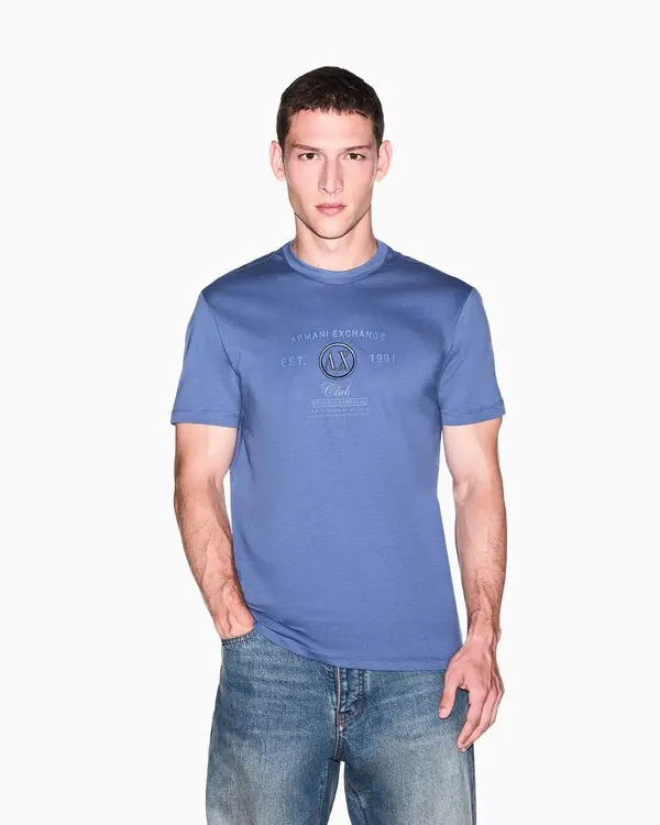 Armani Exchange Regular T-shirt In Cotton Jersey - Light Blue