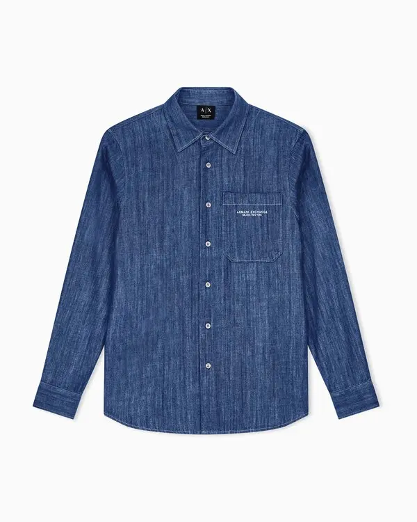 Armani Exchange Regular Fit Shirt In Cotton Denim
