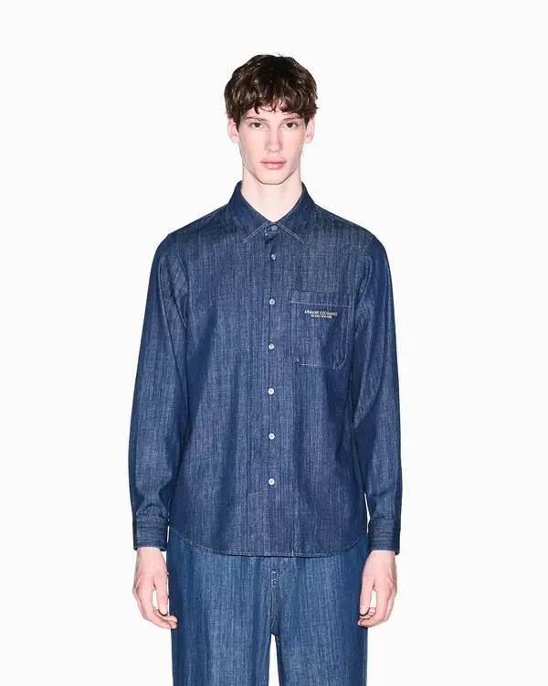 Armani Exchange Regular Fit Shirt In Cotton Denim