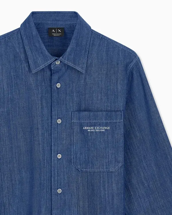 Armani Exchange Regular Fit Shirt In Cotton Denim