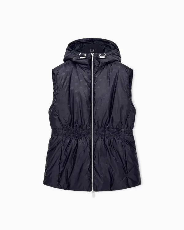 Armani Exchange Sleeveless Jacket In Recycled Nylon Jacquard