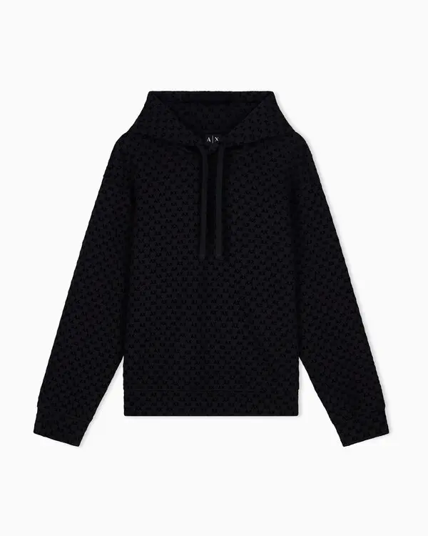 Armani Exchange Sweatshirt With Regular Fit In Bonded Stretch Cotton - Black
