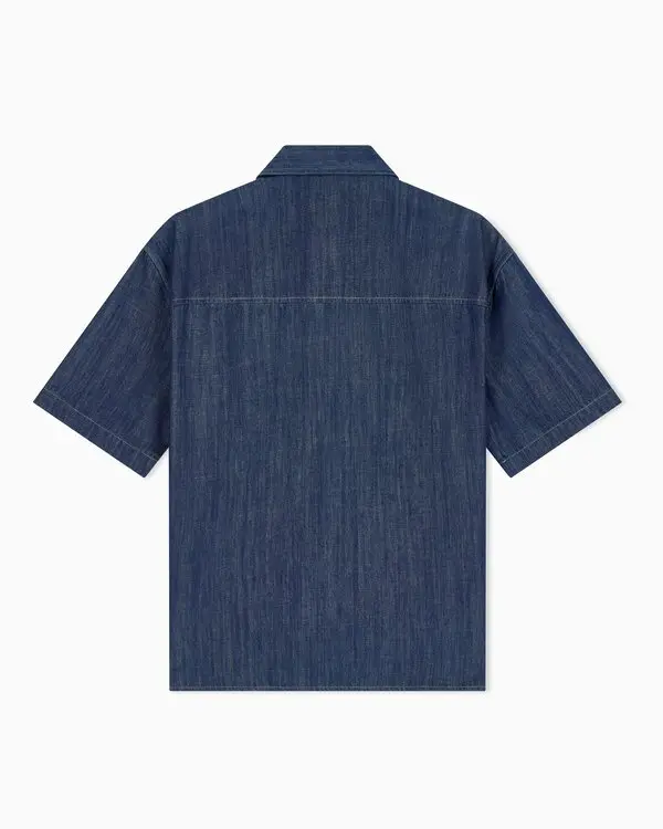 Armani Exchange Oversized Shirt Denim Washed Cotton
