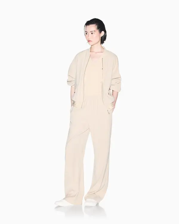 Armani Exchange Regular Fit Trousers In Recycled Twill With Rib Details - Beige