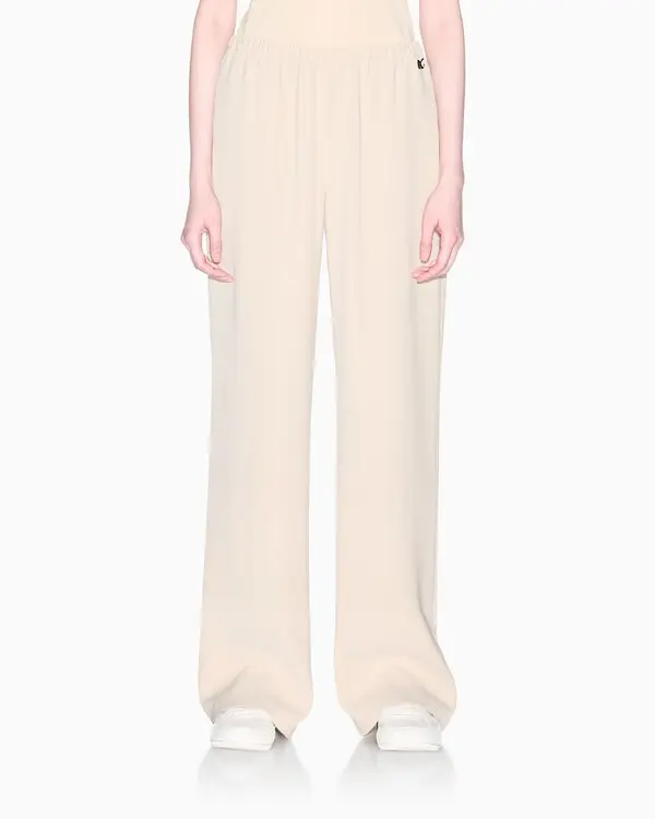 Armani Exchange Regular Fit Trousers In Recycled Twill With Rib Details - Beige