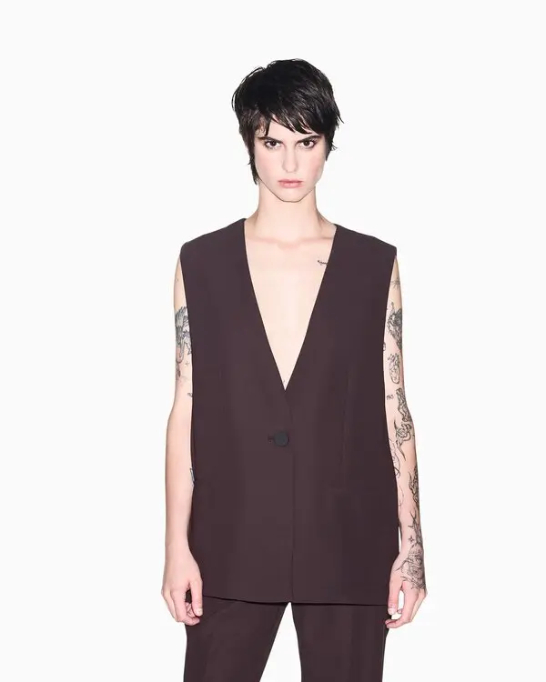 Armani Exchange Oversized Waistcoat In Recycled Crepe