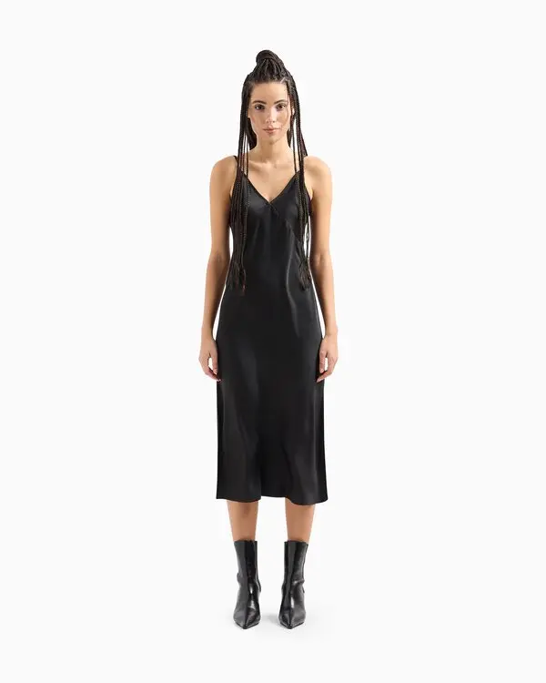 Armani Exchange Shiny Satin Midi Dress