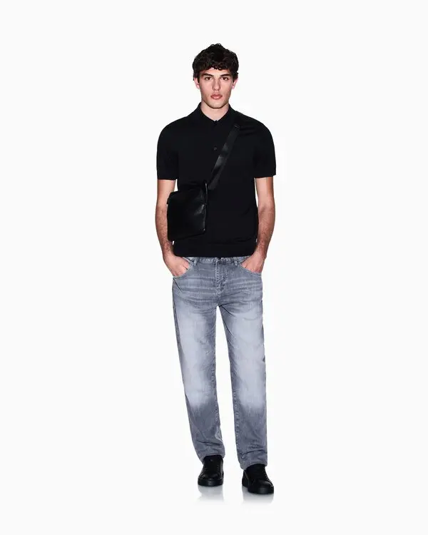 Armani Exchange Regular Fit Cotton Polo Shirt With A Logo Essential - Black